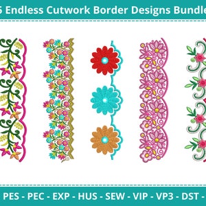 5 Endless Cutwork Embroidery Border Designs 8 Formats - Etsy