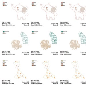 Line Work Safari Animals Machine Embroidery Designs - 6 Types - 3 Sizes ...
