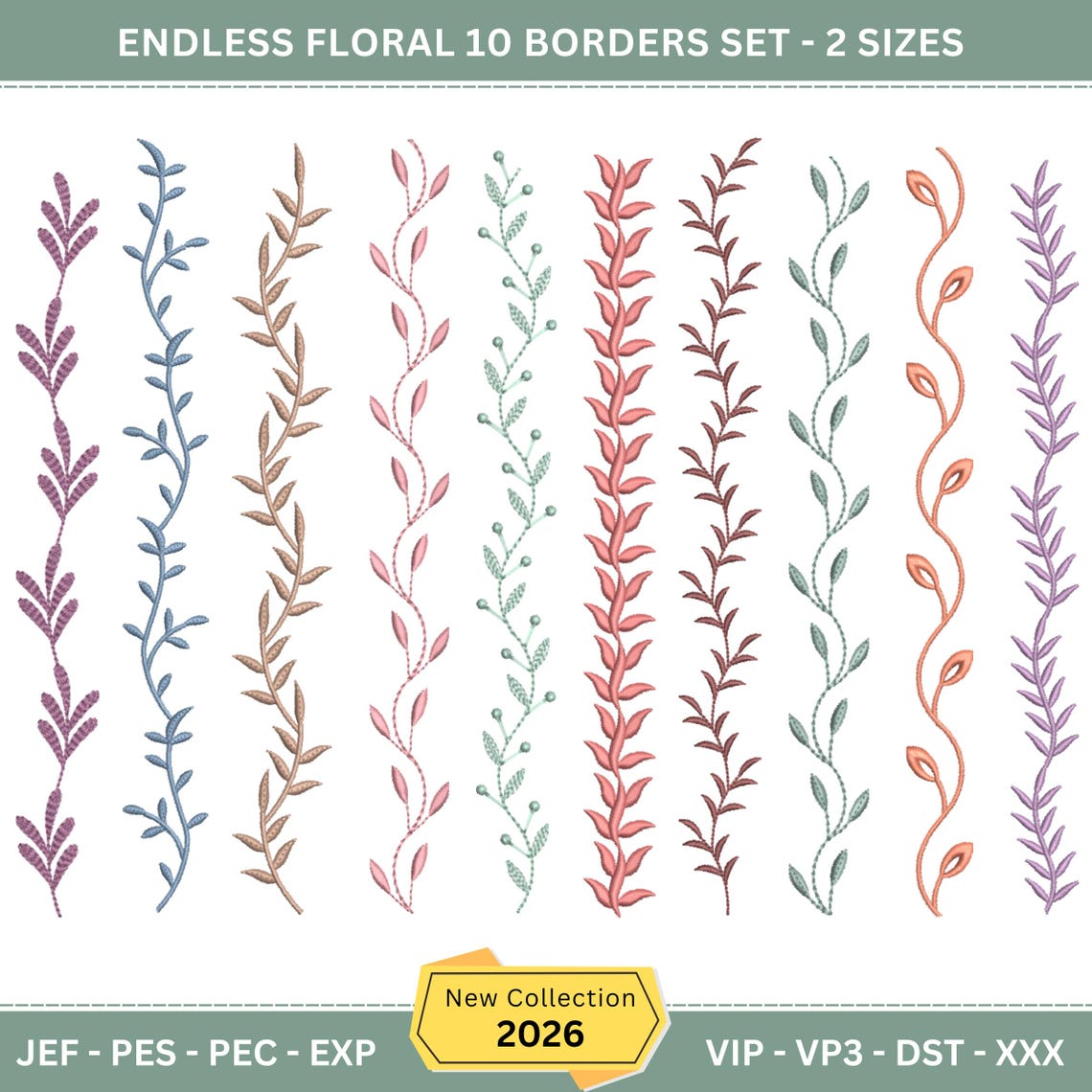 Endless Floral Border Embroidery Designs | 10 Floral Borders ...