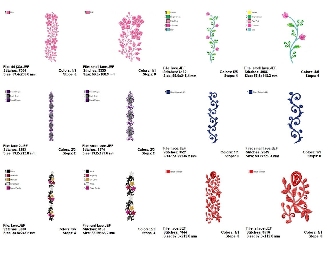 10 Endless Embroidery Border Designs Bundle 2 Sizes | Etsy