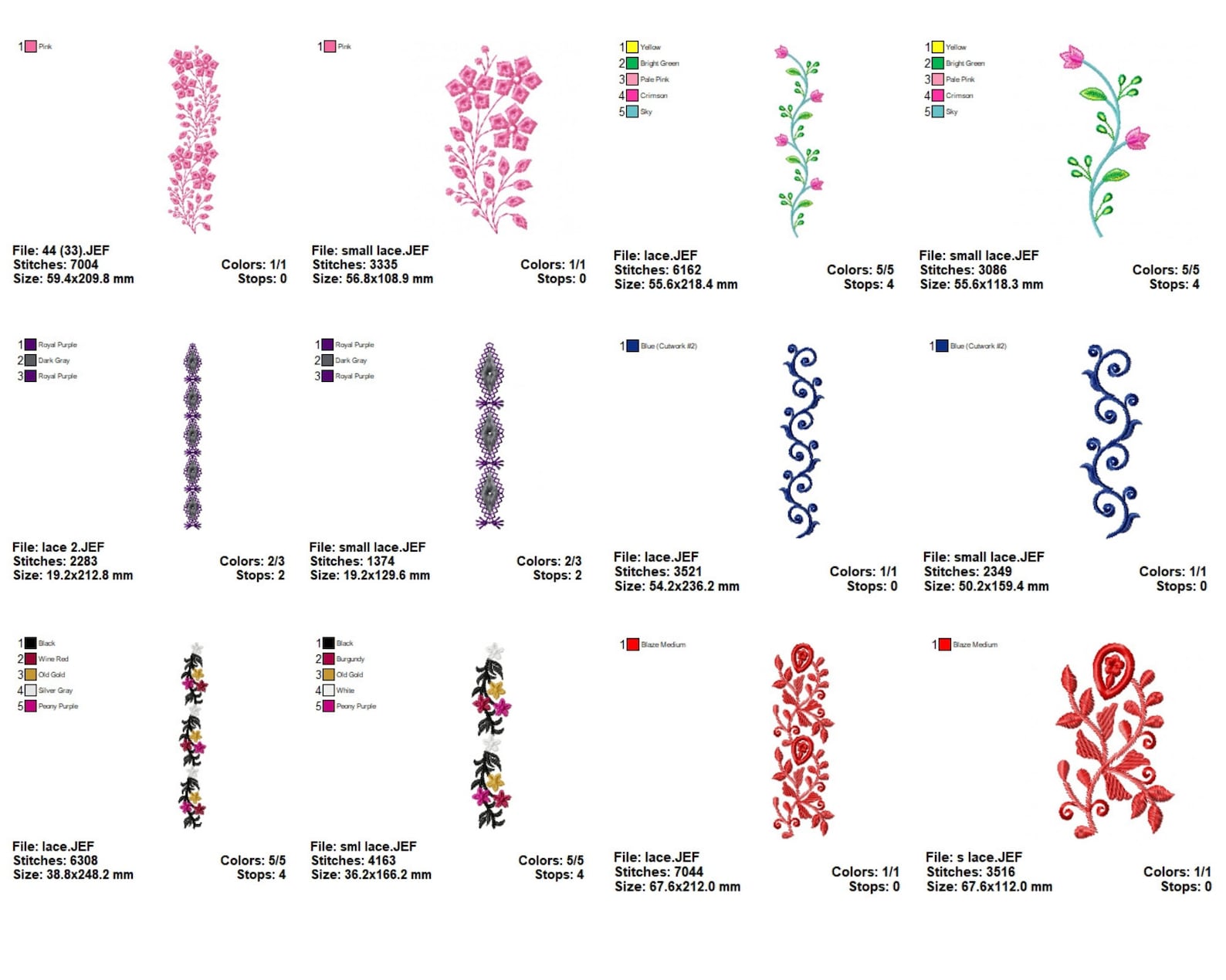 10 Endless Embroidery Border Designs Bundle 2 Sizes - Etsy