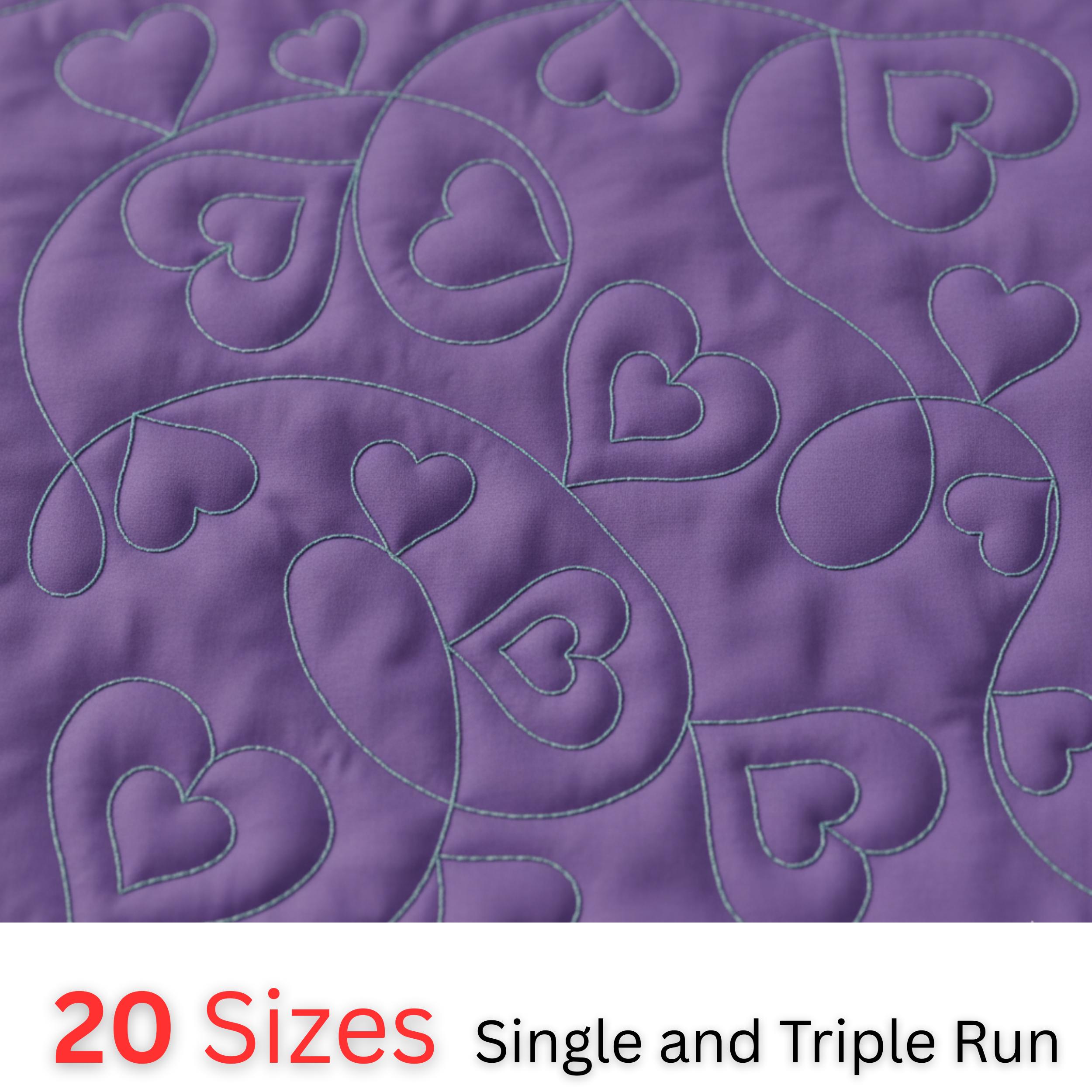 Heart Edge to Edge Quilting Designs | 4 Continuous Line Heart Patterns ...
