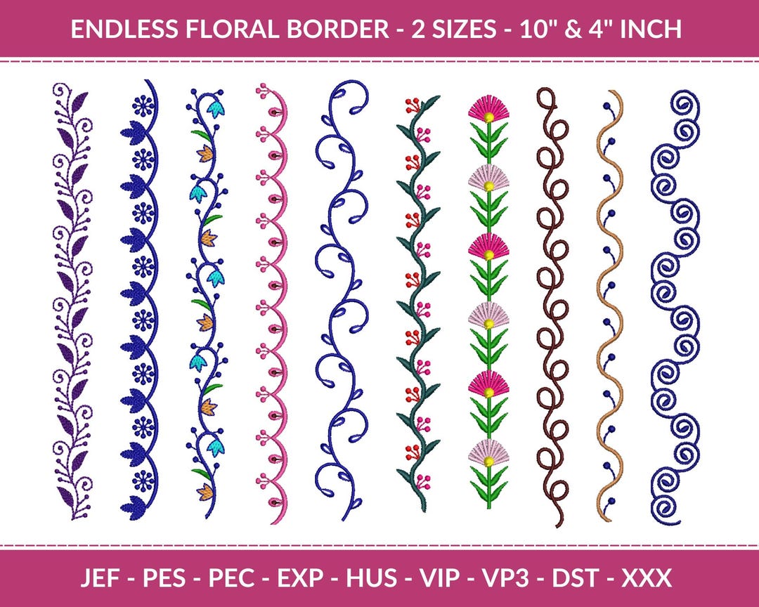 Endless Borderline Embroidery Design Set is Perfect for Embellishing ...