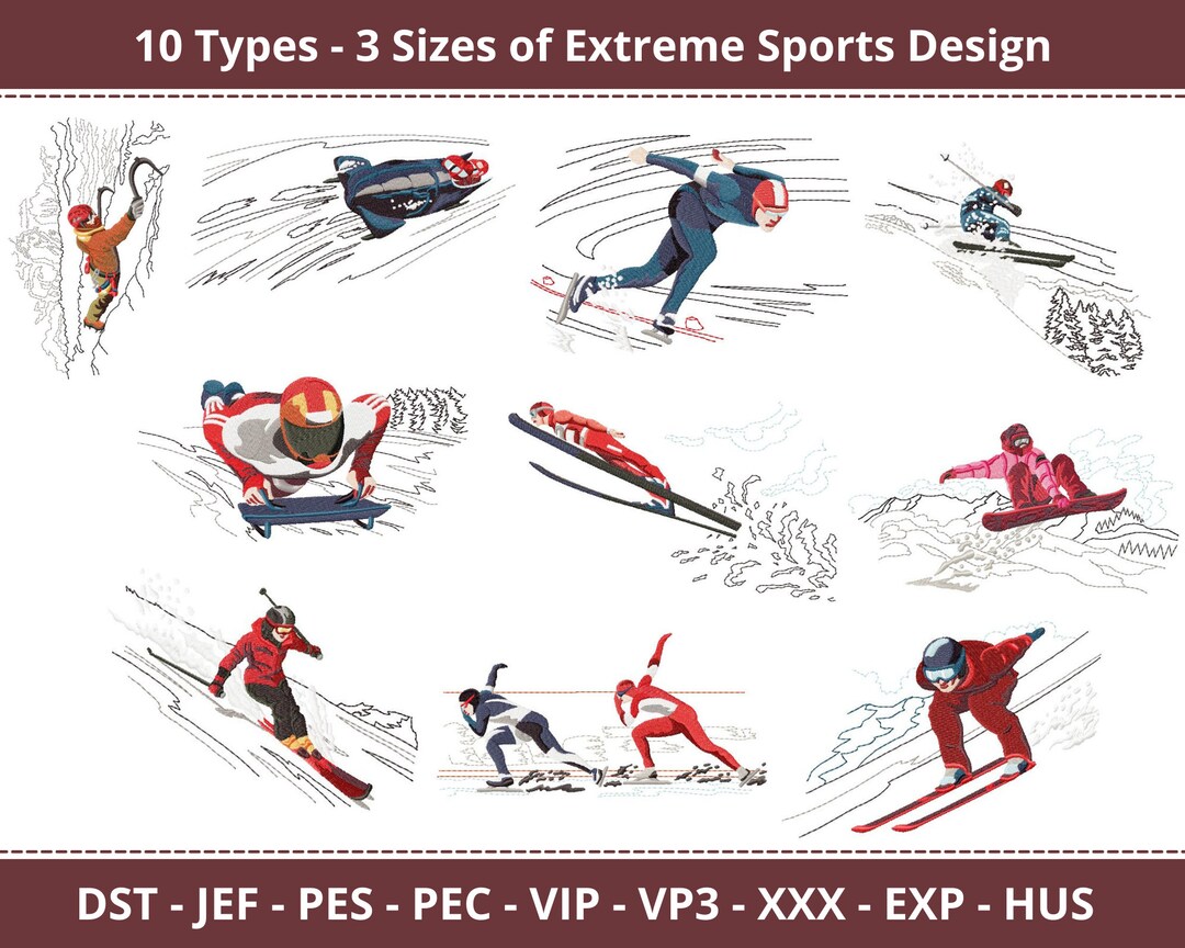 Snow and Winter Sport Machine Embroidery Designs for Athletes - 10 ...