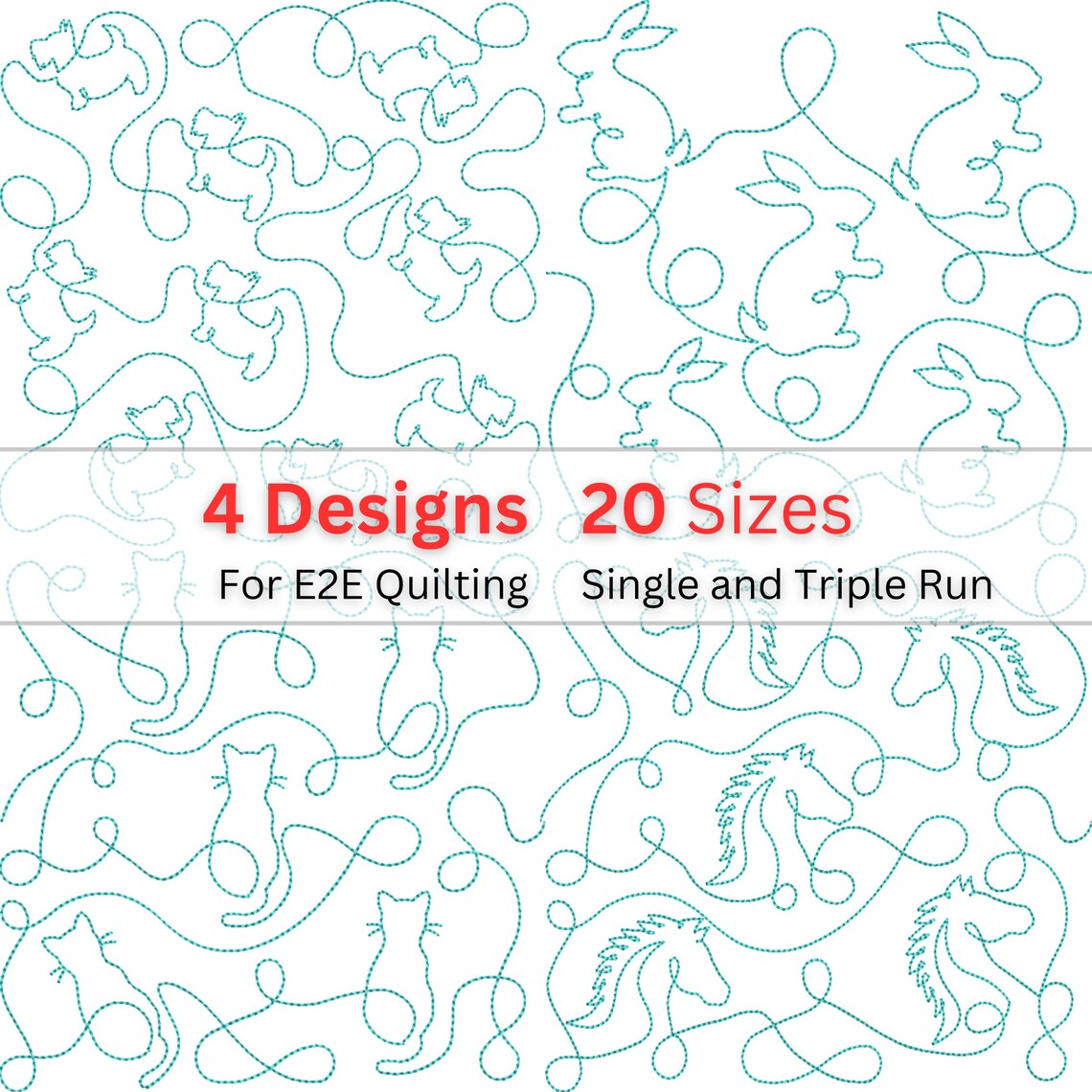 Animal Edge to Edge Quilting Designs | 4 Continuous Line Animal ...