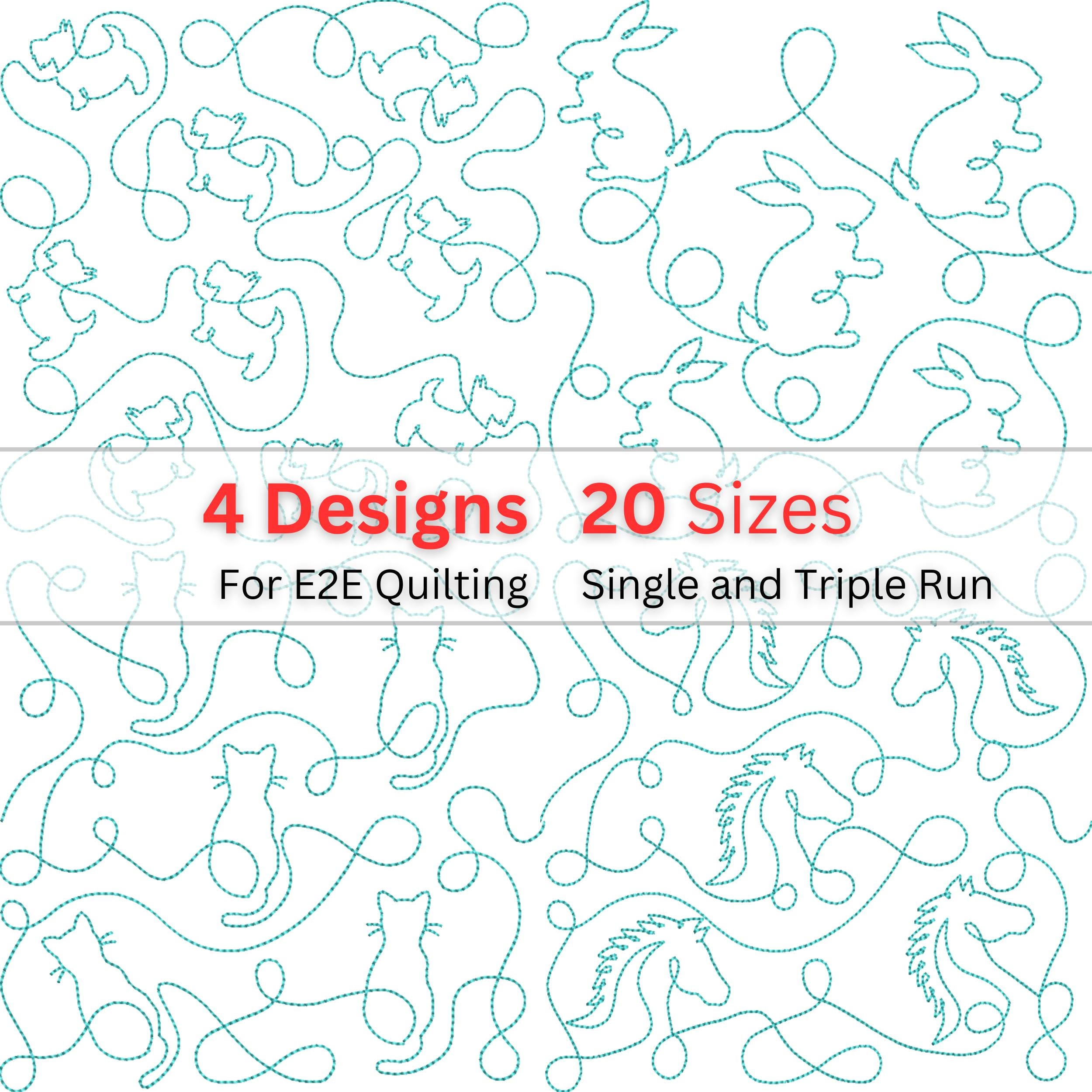 Animal Edge to Edge Quilting Designs | 4 Continuous Line Animal ...
