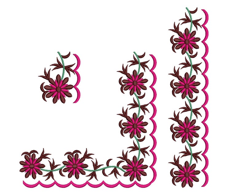 Endless Floral Border Embroidery Designs | 2 Sizes + Corners Included ...