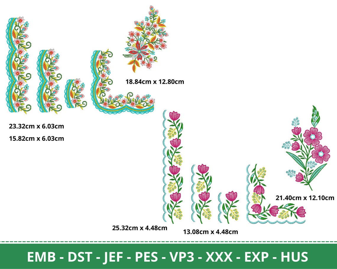 Cutwork Border & Corner Set With Patch Embroidery Design 10 - Etsy