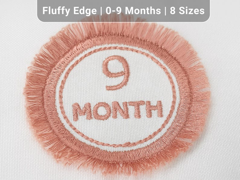 Fluffy Edge Monthly Milestone Embroidery Design Set | 0-9 Months Baby ...