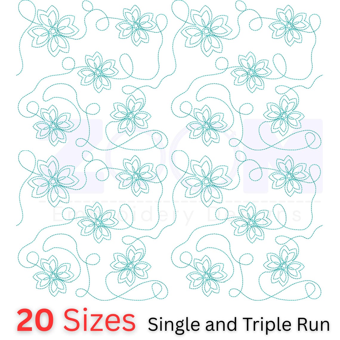 Floral Continuous Line Quilting Design | Edge to Edge Quilt Pattern ...