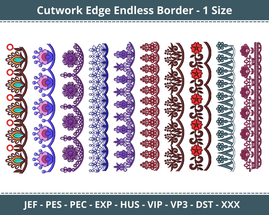 Cutwork Edge Border Machine Embroidery Designs - Floral Endless ...