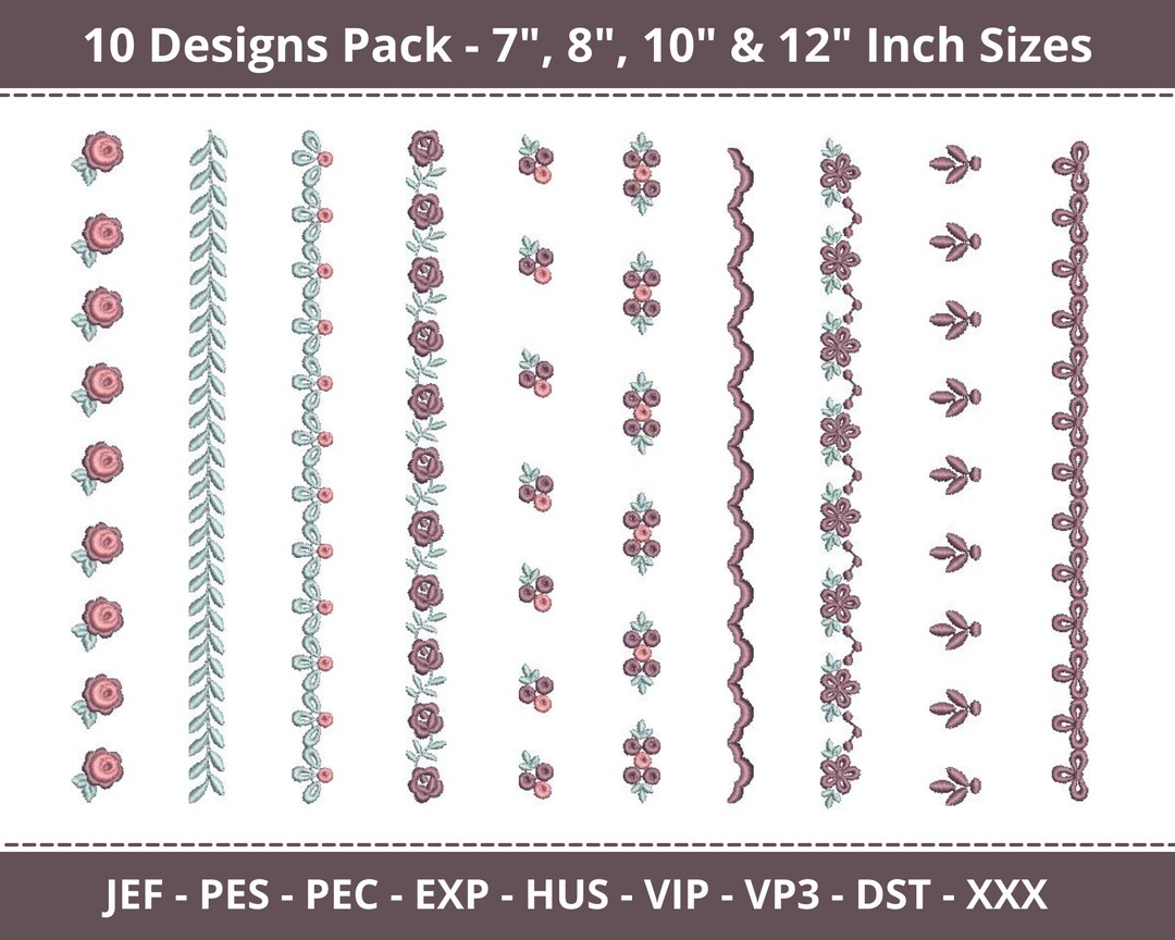 Flower Border Embroidery Design - Endless Floral Border Machine ...