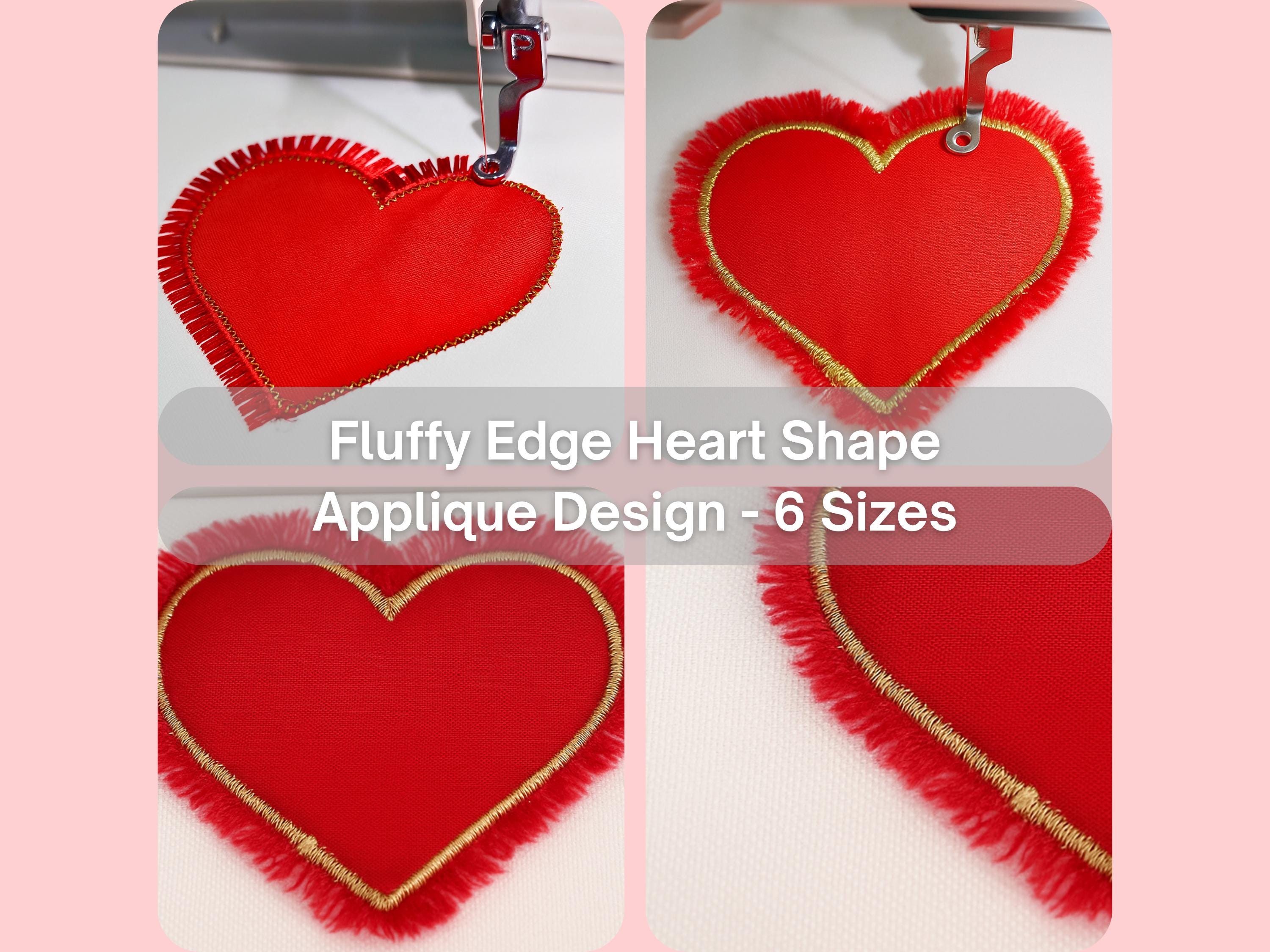 Fluffy Edge Heart Shape Appliqué Embroidery Design | 6 Sizes Included ...