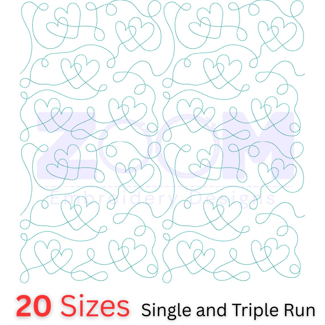 Hearts Edge to Edge Quilting Design | Continuous Line Heart Pattern ...