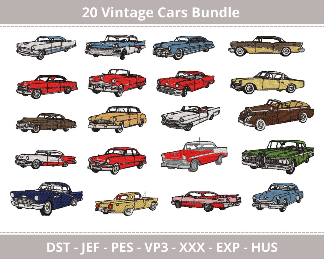 Vintage Car Collection Machine Embroidery Designs - Car Machine ...
