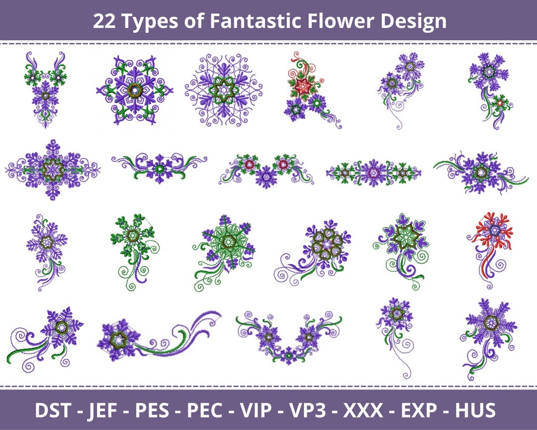 Fantastic Flower Decorative Elements Machine Embroidery Designs - 22 ...