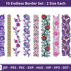 Flower Border Embroidery Design - Endless Floral Border Machine ...