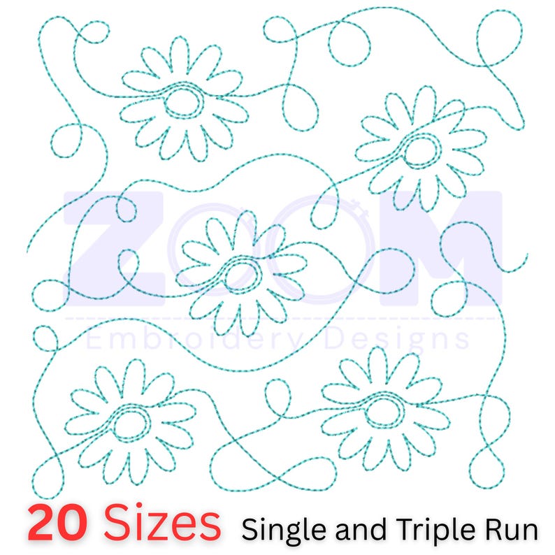 Daisy Edge to Edge Quilting Design | Continuous Line Flower Quilt ...