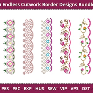5 Endless Cutwork Embroidery Border Designs - 8 Formats - Instant ...
