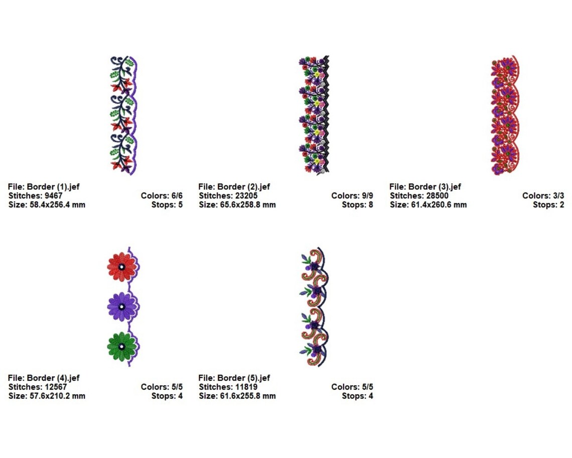 5 Endless Cutwork Embroidery Border Designs 8 Formats - Etsy