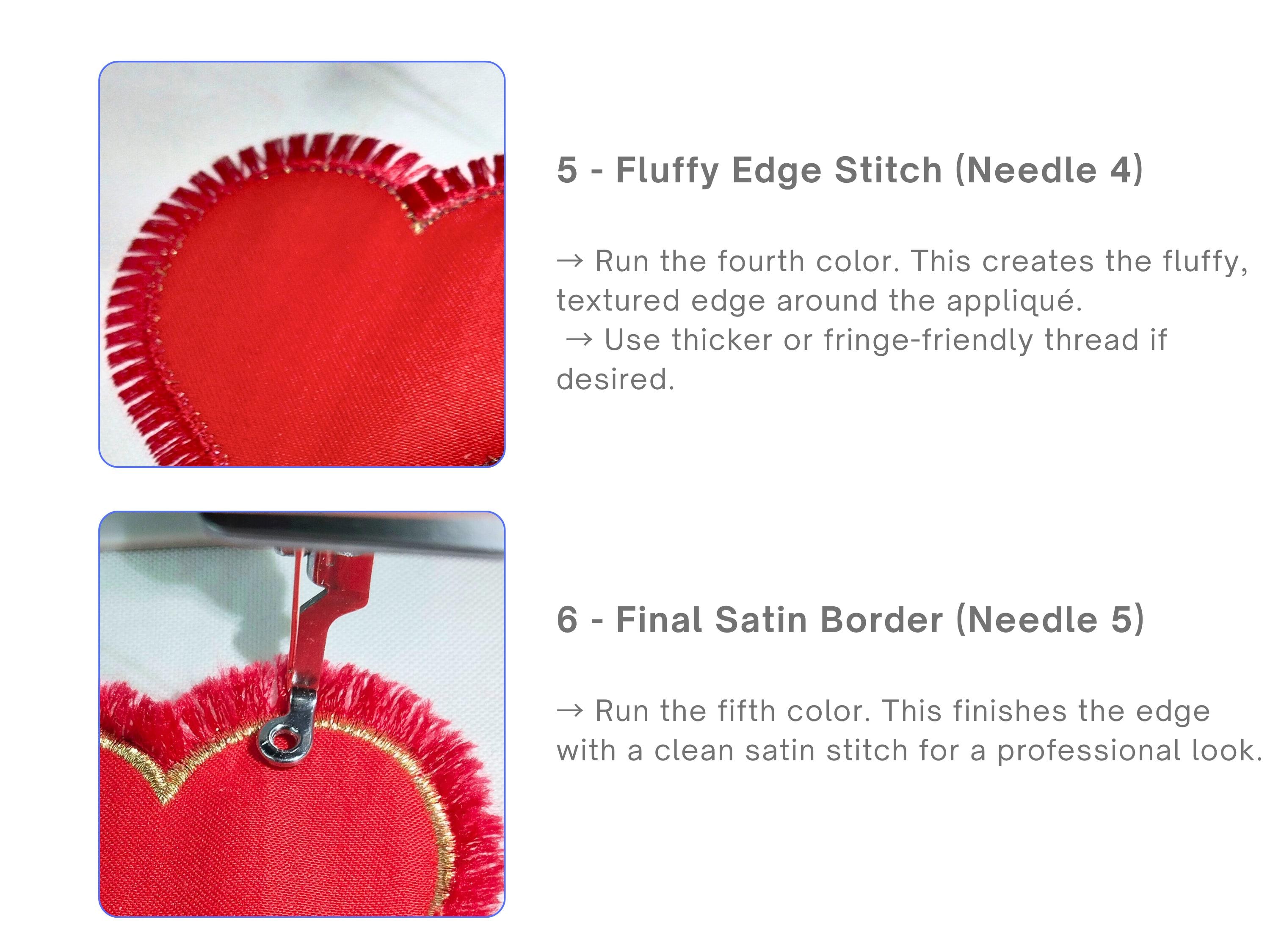 Fluffy Edge Heart Shape Appliqué Embroidery Design | 6 Sizes Included ...