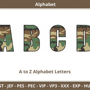 Army, Military Alphabet Font Embroidery Designs - Instant Download - Etsy