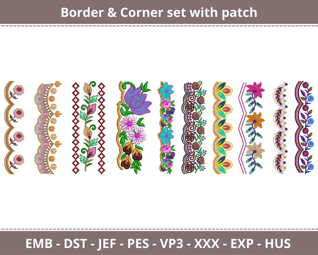 Cutwork Border & Corner With Patch Embroidery Design - 10 Types ...