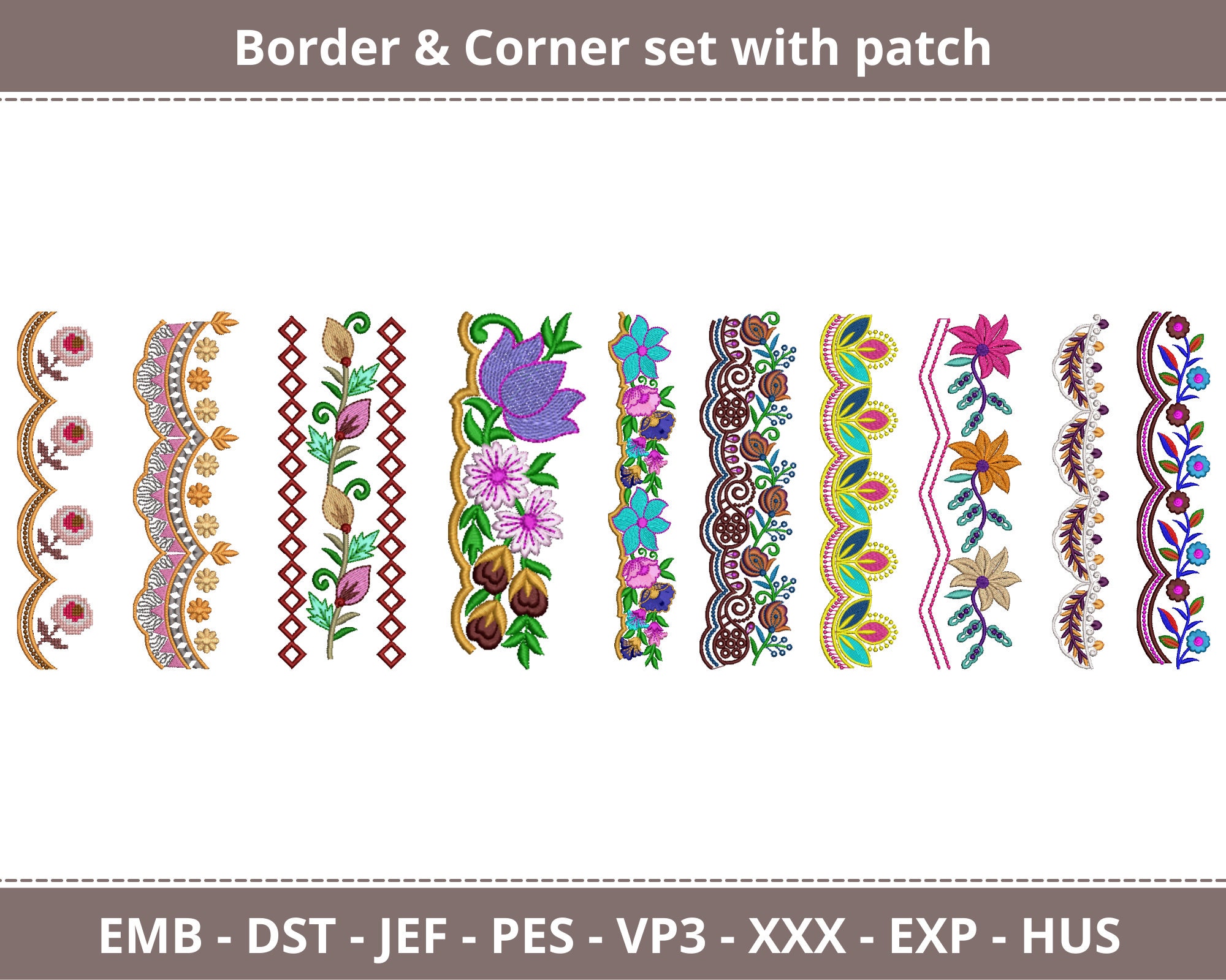Cutwork Border & Corner With Patch Embroidery Design 10 - Etsy