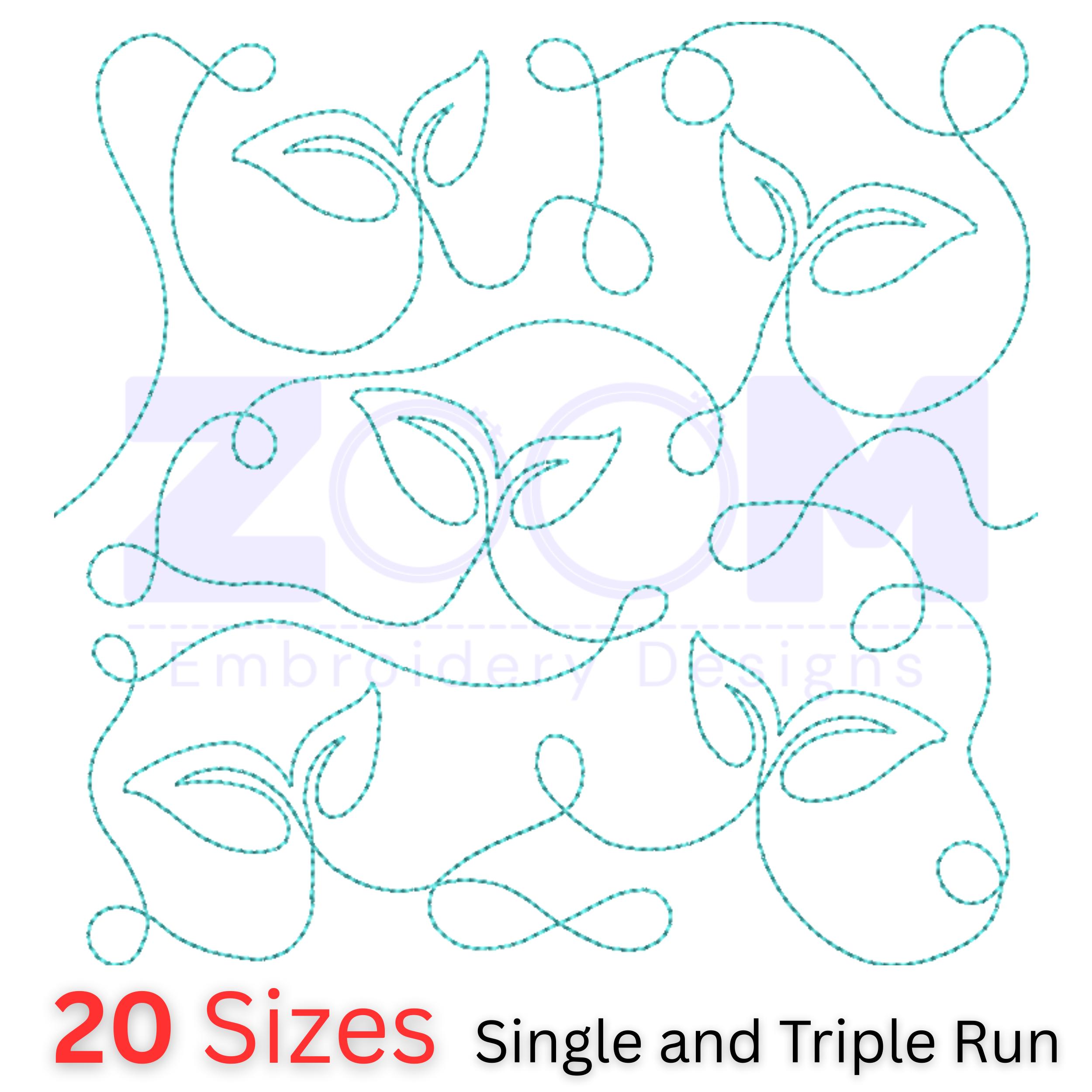 Leaf Edge to Edge Quilting Design | Continuous Line Quilt Block | 20 ...
