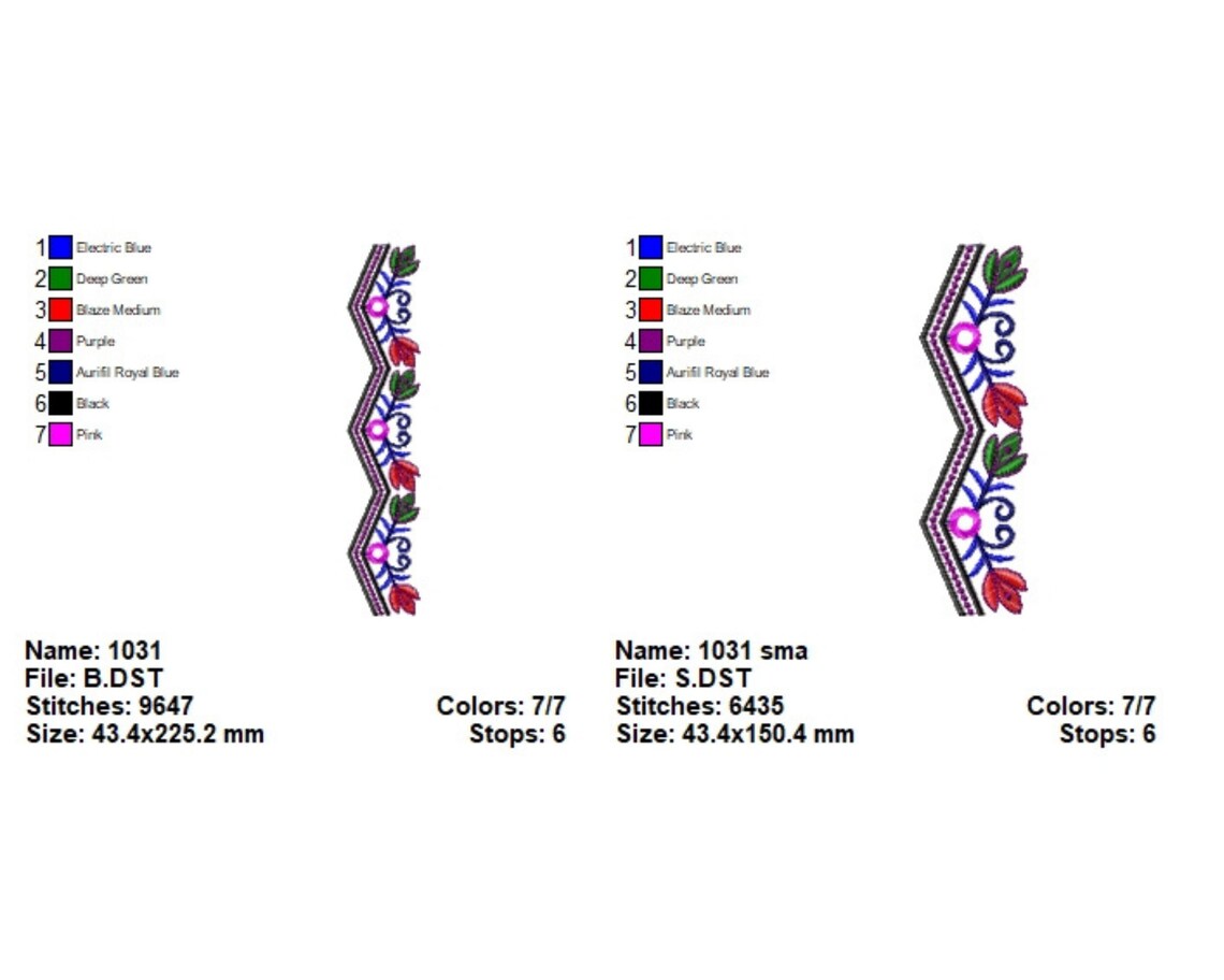 5 Endless Border Embroidery Designs 2 Sizes Instant - Etsy