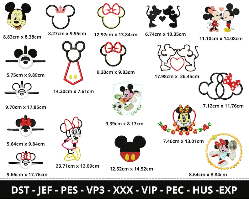 Mickey Mouse Embroidery Design - Mickey and Minnie Applique Machine ...