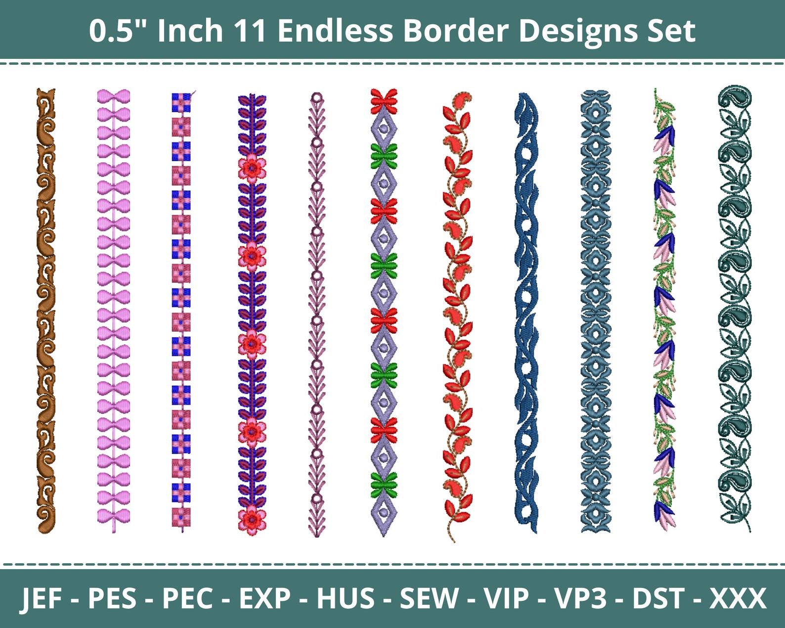 Endless Machine Embroidery Floral Border Designs 11 Designs - Etsy