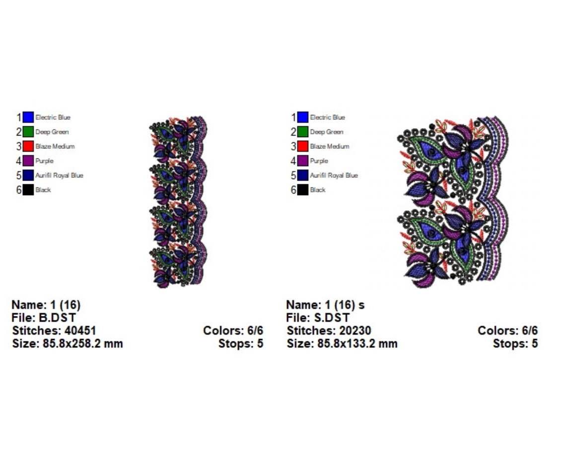 5 Endless Border Embroidery Designs 2 Sizes Instant - Etsy