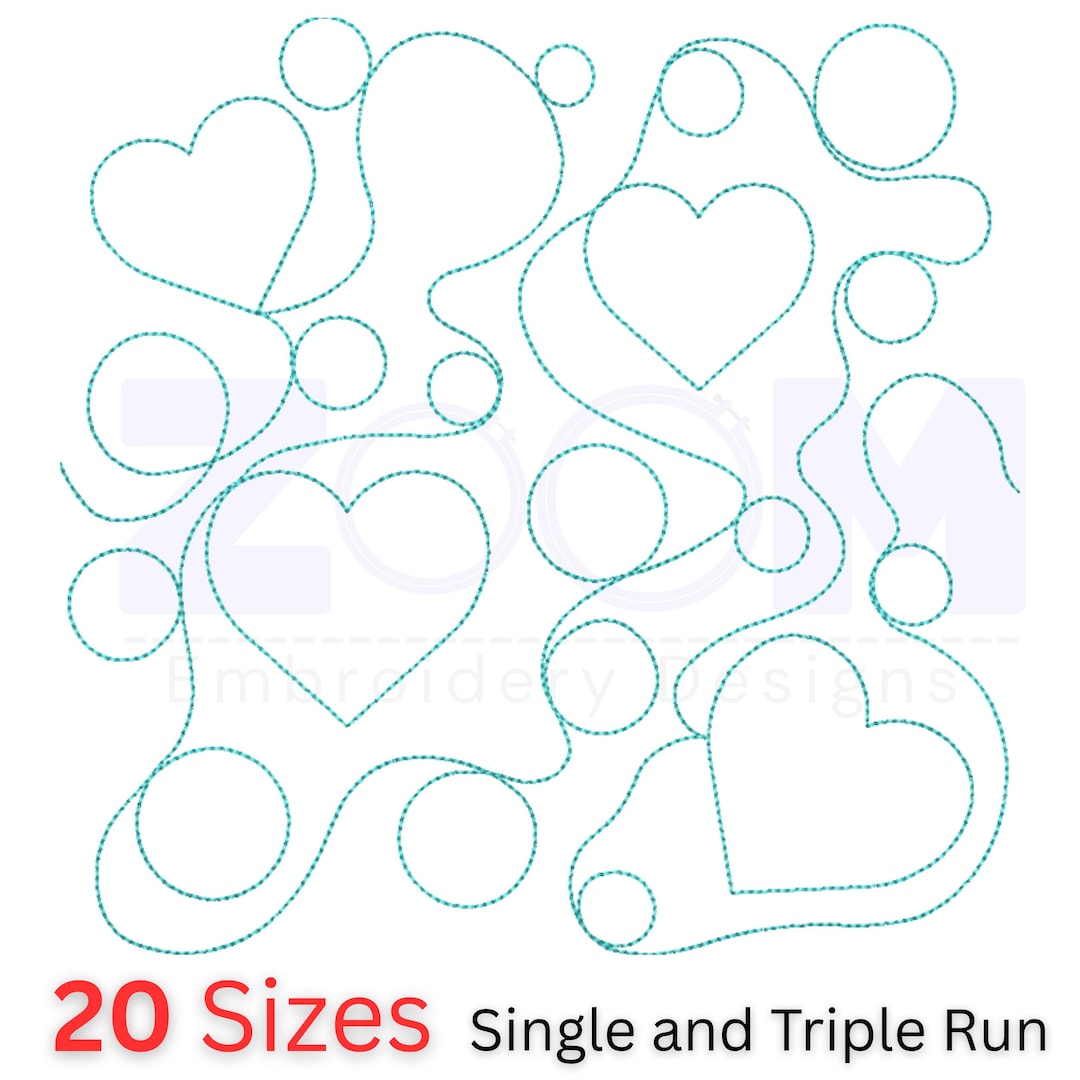 Heart Quilting Machine Embroidery Design - 20 Sizes - Edge-to-edge ...