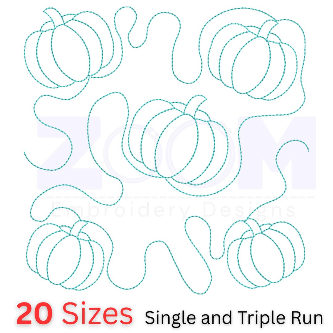 Harvest Pumpkin Quilting Machine Embroidery Design - 20 Sizes - Fall ...