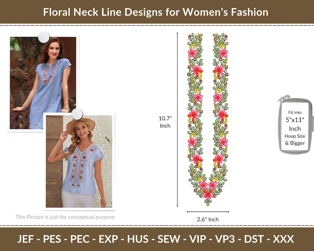 Unique Neckline Patterns for Sewing Enthusiasts, Floral Machine ...