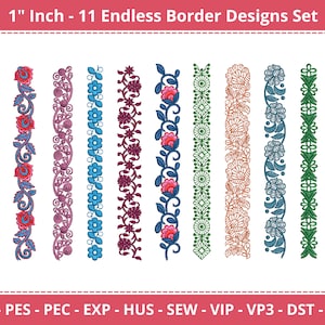Endless Machine Embroidery Floral Border Designs - 11 Designs Set ...