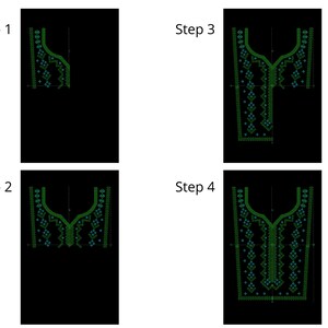 Cross Stitch V Neck Machine Embroidery Design & Pattern - Instant ...