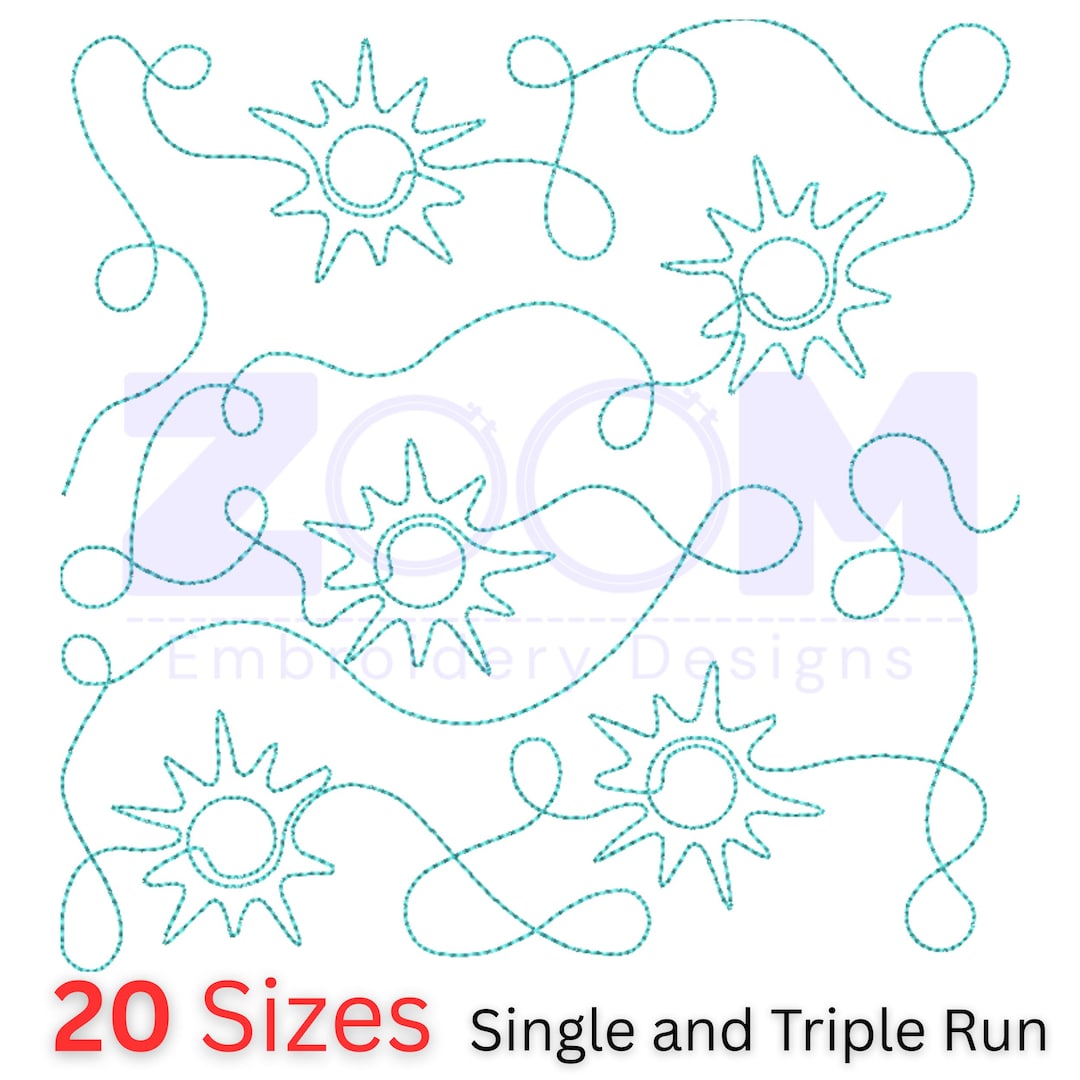 Sun Edge to Edge Quilting Design | Continuous Line Quilt Pattern | 20 ...