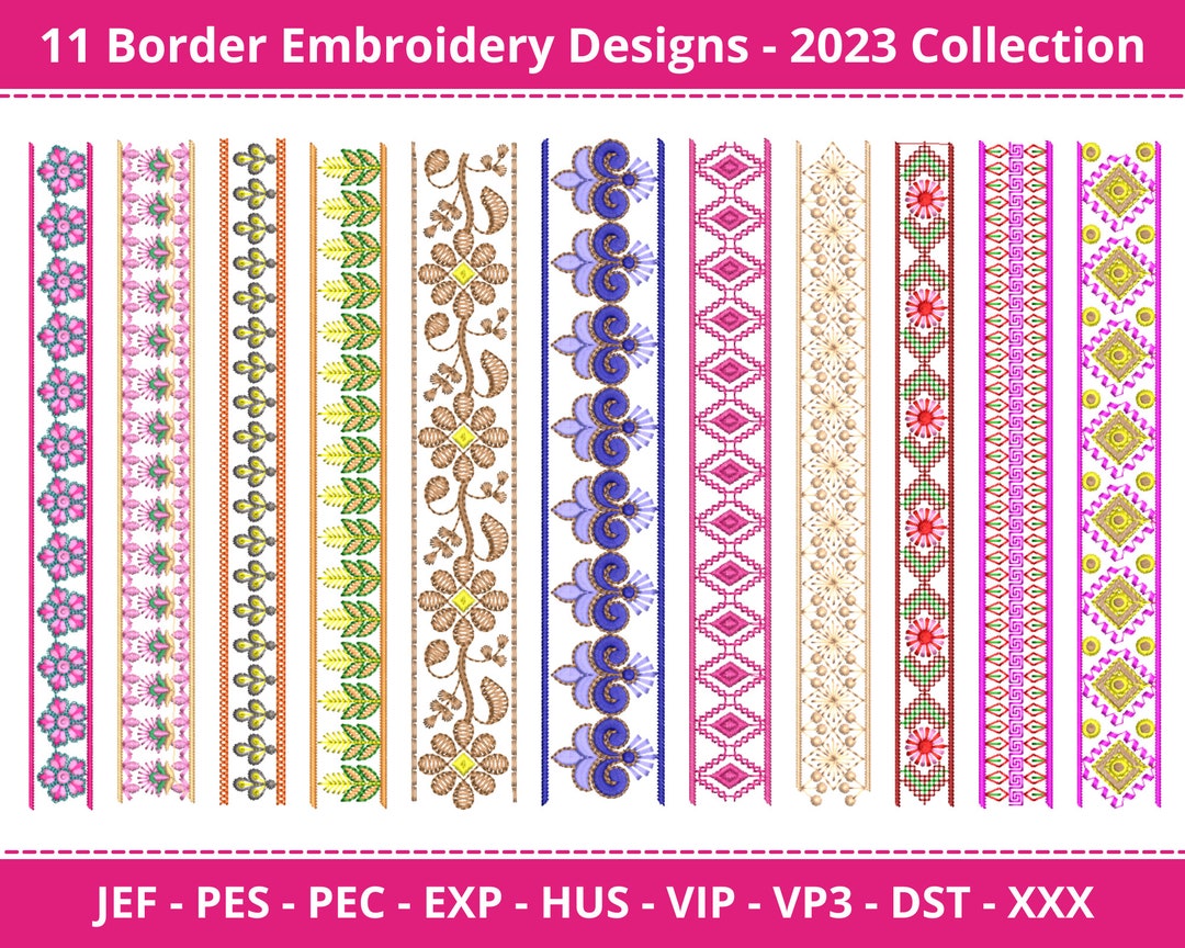 11 Endless Machine Embroidery Border Designs - Ornament Border ...