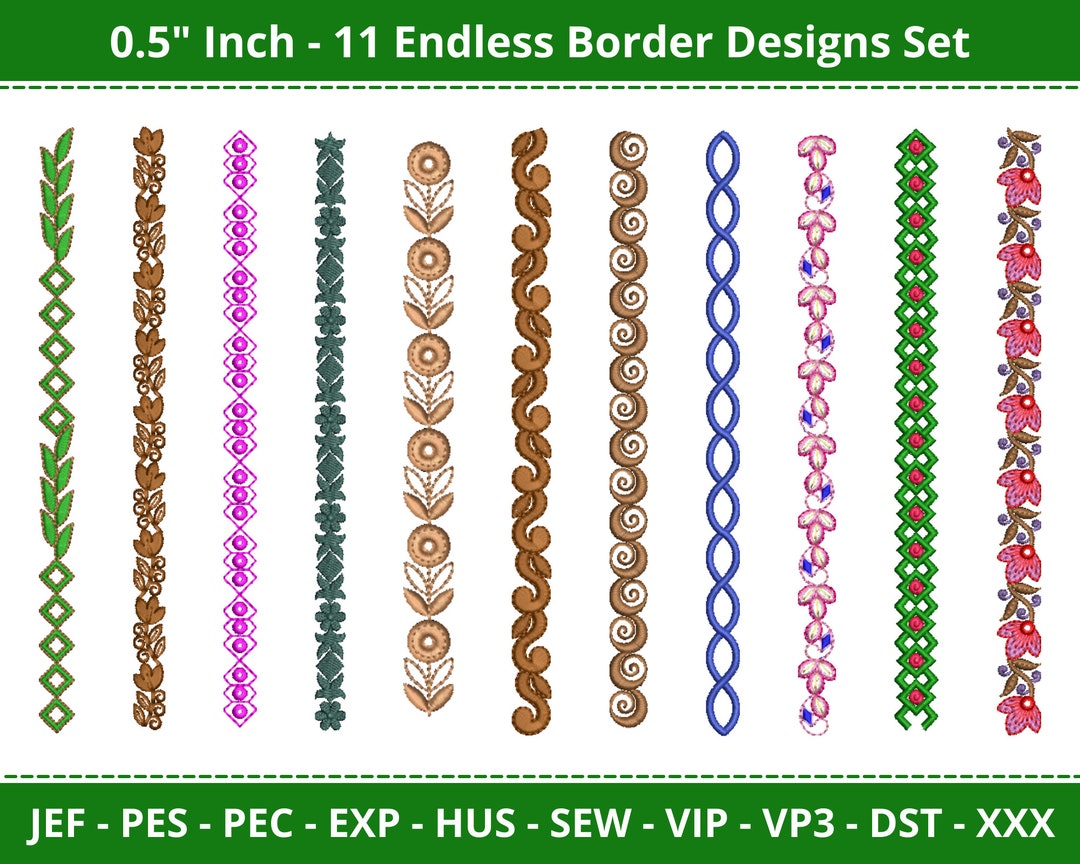 Endless Machine Embroidery Floral Border Designs - Simple Border Line ...