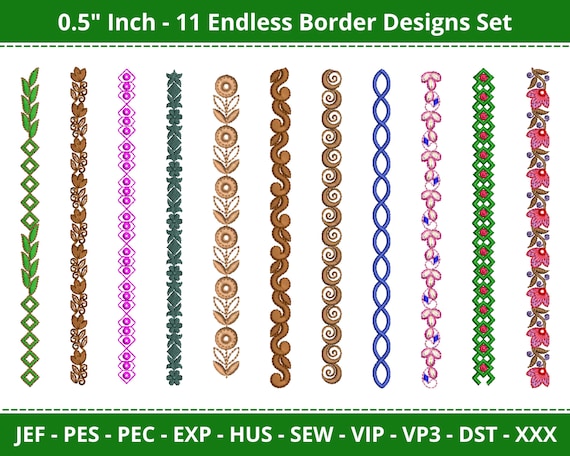 Endless Machine Embroidery Floral Border Designs 11 Designs - Etsy