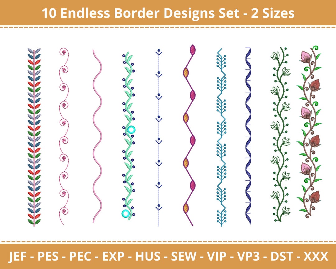 Simple Border Line Machine Embroidery Designs - Endless Divider Line ...