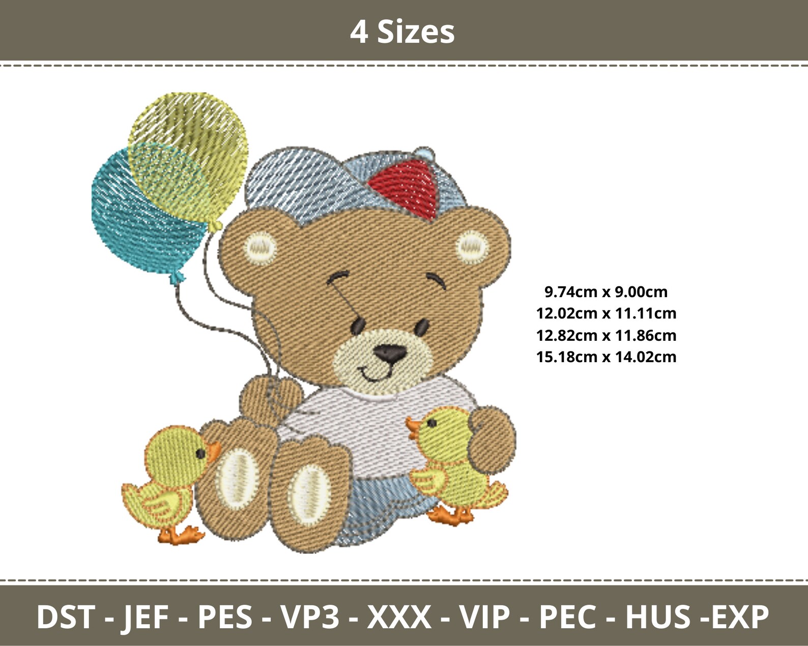 Teddy With Balloon Embroidery Design Machine Embroidery - Etsy