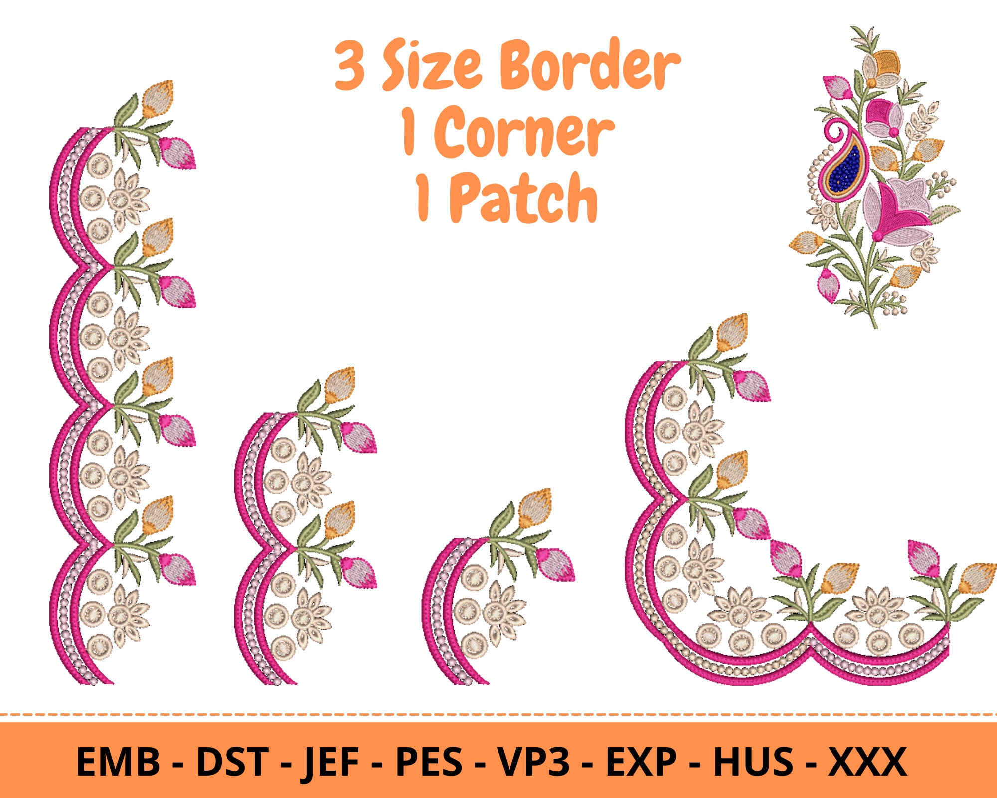 Cutwork Border Corner and Flower Patch Embroidery Design - Etsy