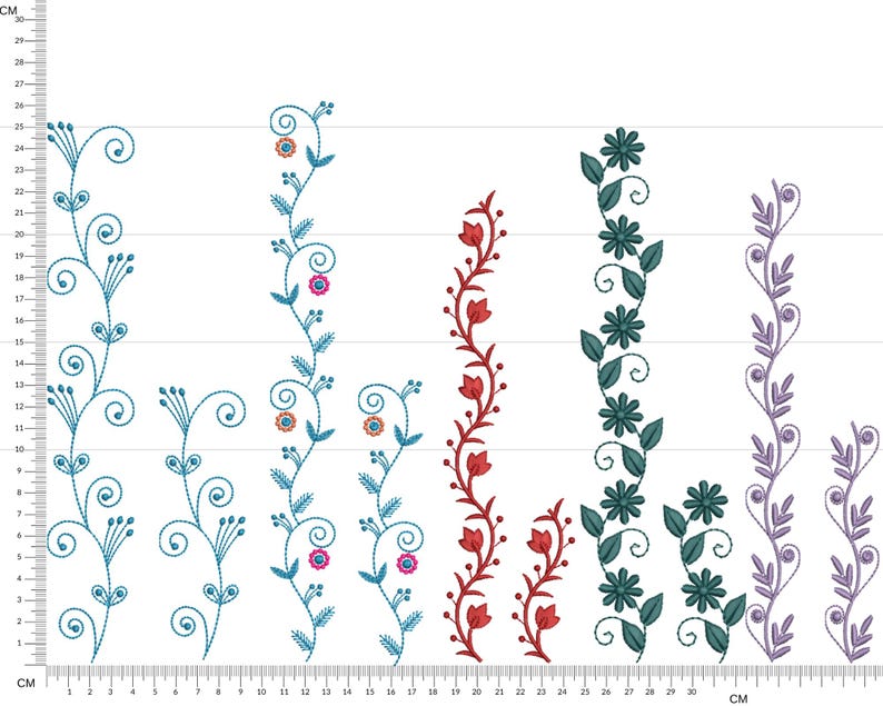 Intricate Floral Border Embroidery Design, Continuous Border Embroidery ...