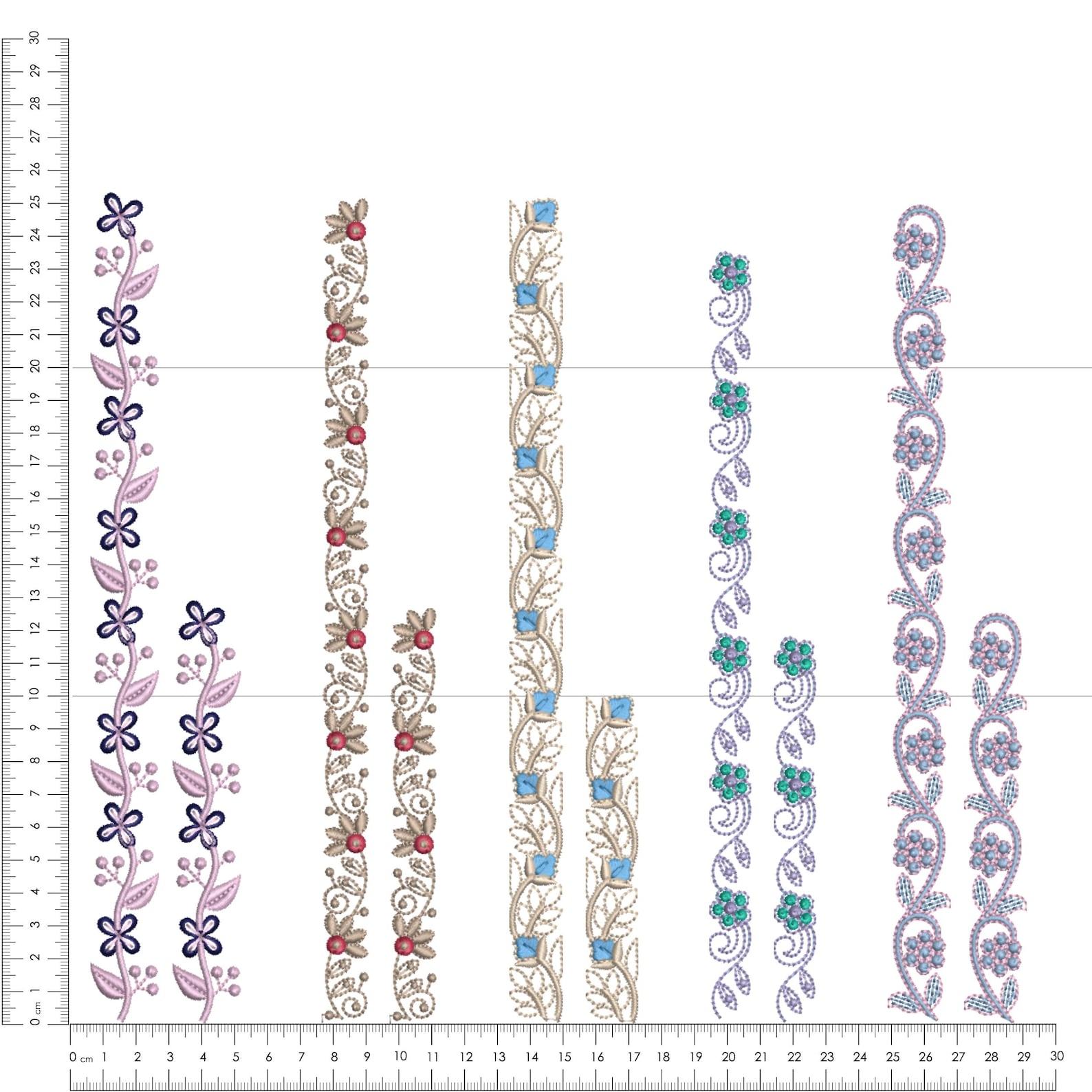 Endless Floral Border Embroidery Designs Set | 10 Borders | 2 Sizes ...