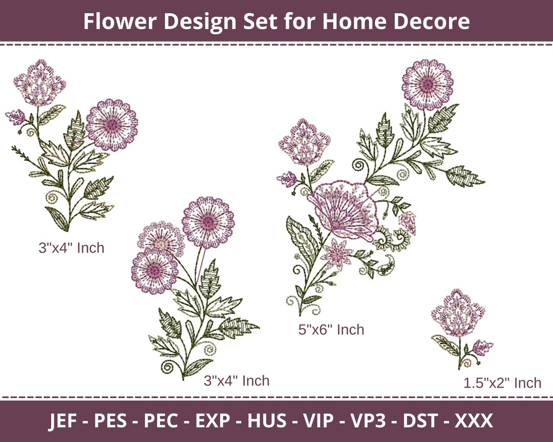 Blossom Flower Set Machine Embroidery Designs, Floral Machine ...
