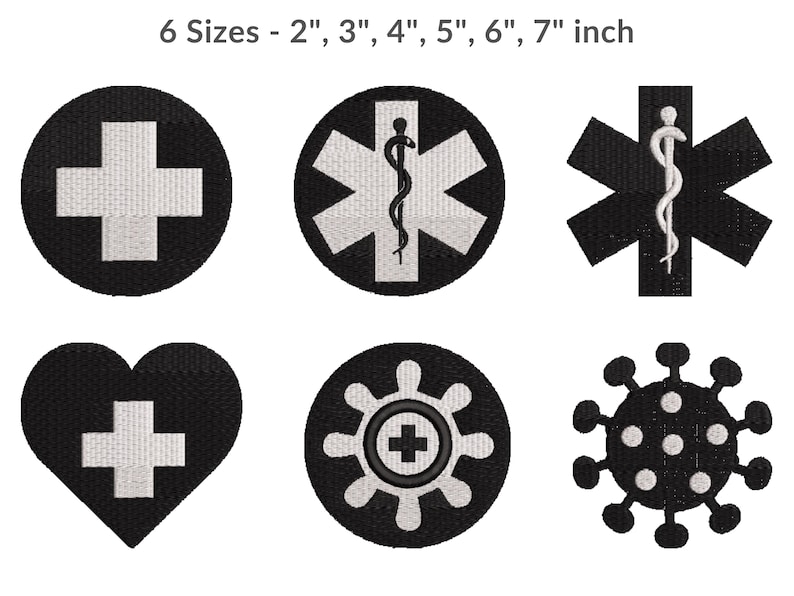 Medical Embroidery Design Bundle – 14 Healthcare Icons – 6 Sizes ...
