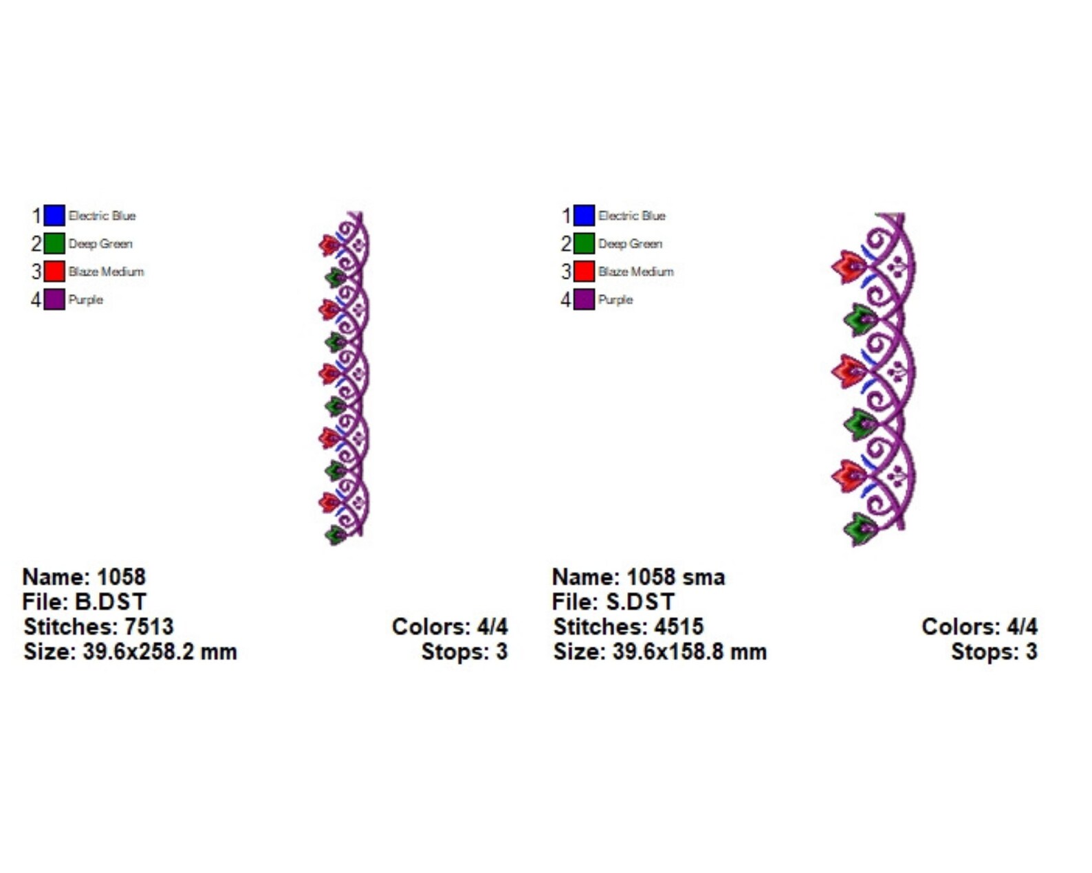 5 Endless Border Embroidery Designs 2 Sizes Instant | Etsy